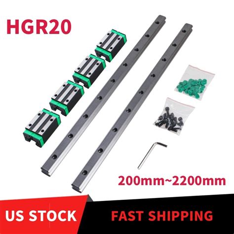 2pcs hgr20 linear guide rail 200~2200mm 4pcs hgh20ca slide blocks for