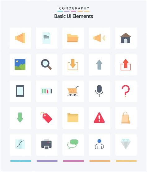 Free Vector Creative Basic Ui Elements 25 Flat Icon Pack Such As House Building Open On Speaker