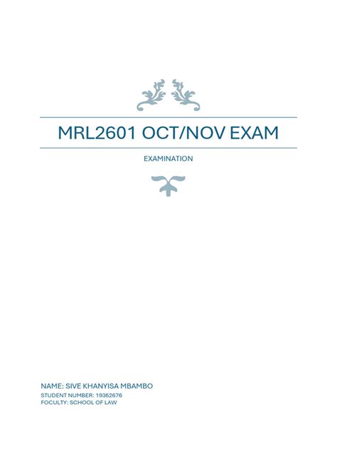 Mrl2601 Oct Exam Pdf Legal Liability Dividend