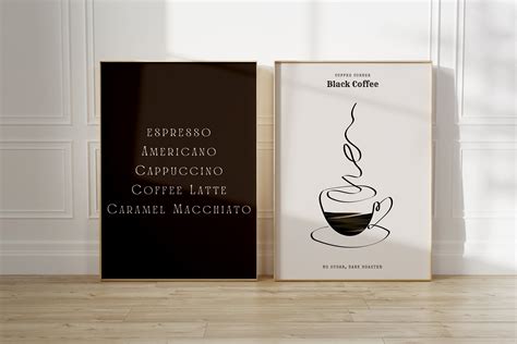 Coffee Bar Wall Art Print Set Of 6 Coffee Prints Brown Coffee Corner