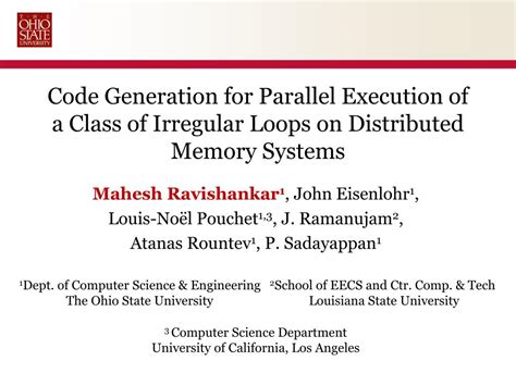 Ppt Code Generation For Parallel Execution Of A Class Of Irregular Loops On Distributed Memory