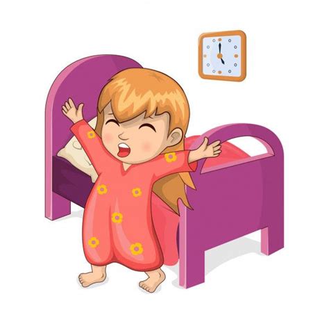Chica Despertando De Sueño Vector Ilustración — Ilustración De Stock