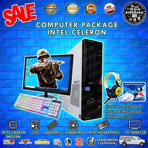 Computer Set Dell Or Fujitsu Cpu Intel Celeron 2nd Gen 4gb 500gb 20w Lcd Keyboard Mouse