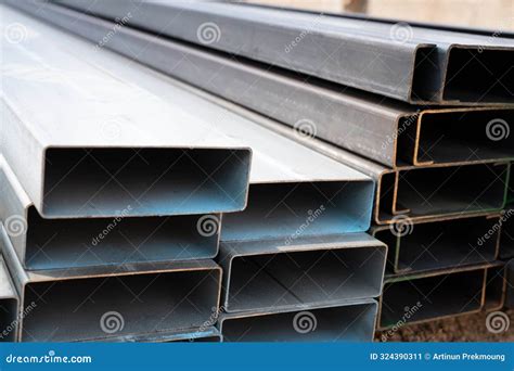 Stack Of Steel Reinforcement Bar For Construction Background Stock