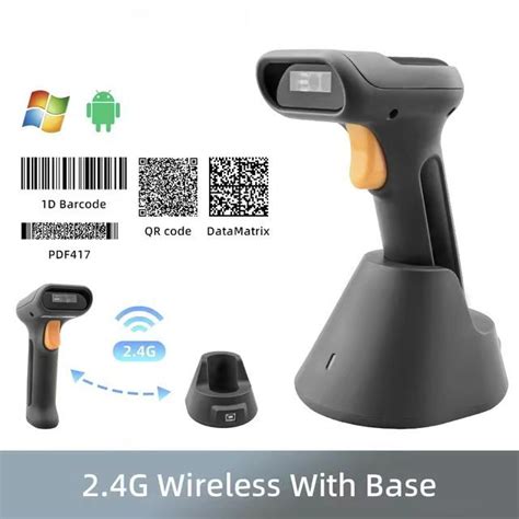 Handheld 2D Wireless Barcode Scanner With Charging Dock Cordless Handheld Rechargeable Barcode