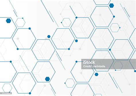 흰색 배경에 추상파란색 기하학적 육각 분자 구조 0명에 대한 스톡 벡터 아트 및 기타 이미지 0명 가상현실 개념 Istock
