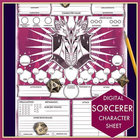Dandd 5e Character Sheet Sorcerer Dnd Sheet Pdf For Dungeons And Dragons