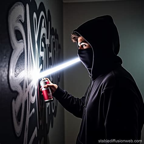 Spraying Lazer Light From His Hand Like From A Graffiti Can That Says