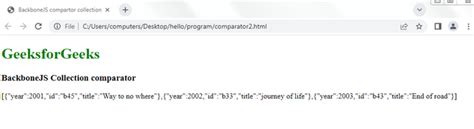 Backbonejs Comparator Collection Geeksforgeeks