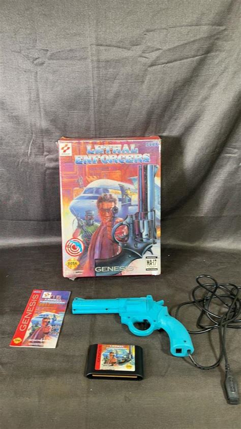 At Auction Vintage Sega Genesis Lethal Enforcers Game Set