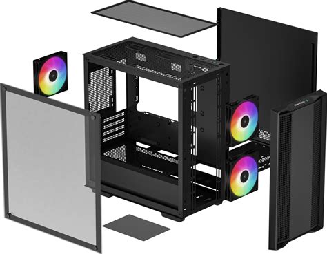Deepcool R Cc360 Bkapm3 G 1 Cc360 Argb Tempered Glass Steel Black Micro Atx Mini Tower Desktop