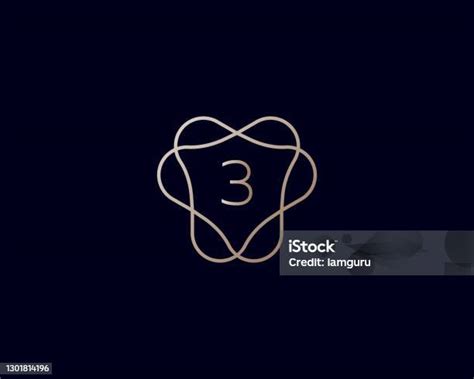 추상 선형 모노그램 번호 3 로고 아이콘 디자인 모던 미니멀 한 스타일 일러스트 프리미엄 라운드 리니어 프레임 벡터 엠블럼 기호 기호 로고타입 3에 대한 스톡 벡터 아트 및