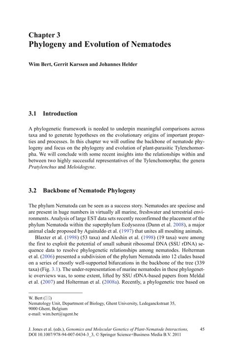 Pdf Phylogeny And Evolution Of Nematodes