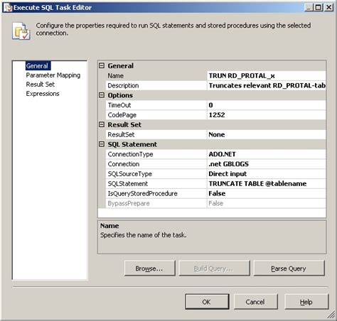 solved pass a parameter to an execute sql task that simply truncates