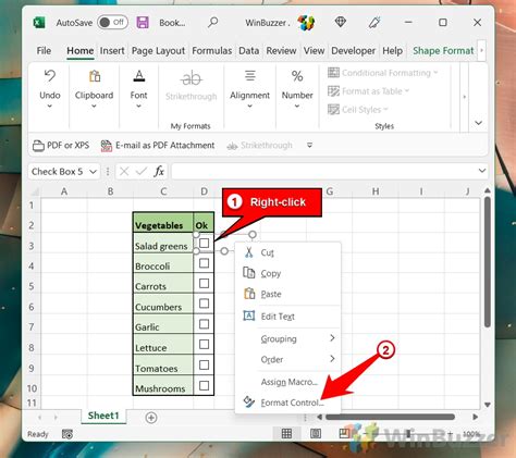 How To Insert A Checkbox In Excel Winbuzzer