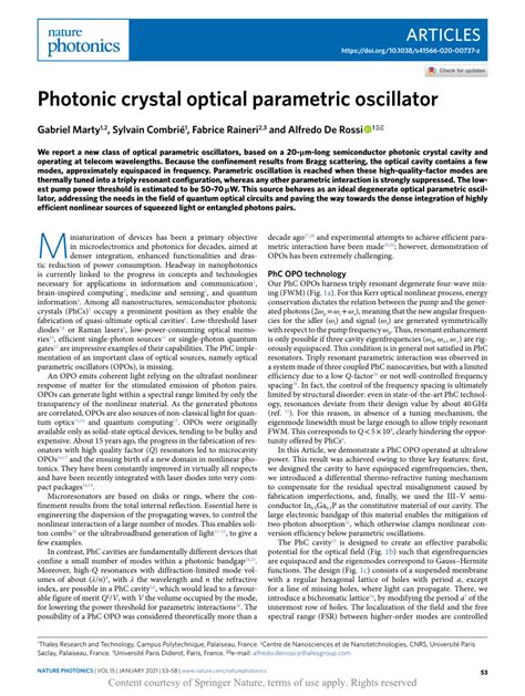 Photonic Crystal Optical Parametric Oscillator Request PDF
