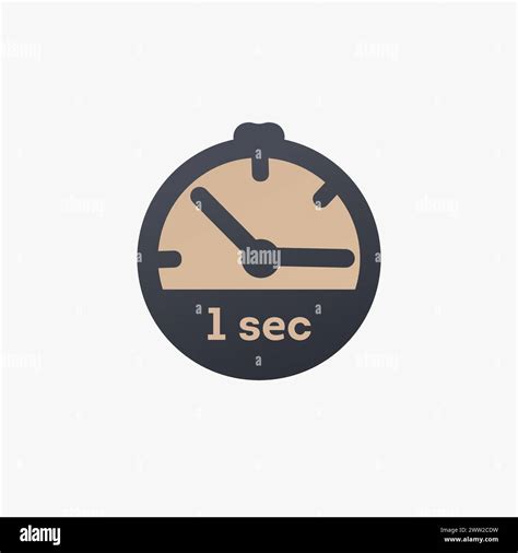 1 Second Timer Clock 1 Sec Stopwatch Icon Countdown Time Stop Chronometer Stock Vector