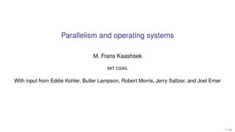 pdf parallelism and operating systems acm sigops · parallelism has moved up the software