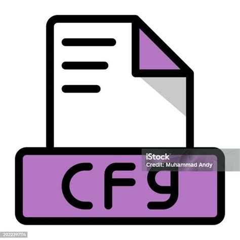 Cfg 파일 아이콘 화려한 스타일 디자인 문서 형식 텍스트 파일 아이콘 확장 유형 데이터 벡터 일러스트레이션 0명에 대한 스톡