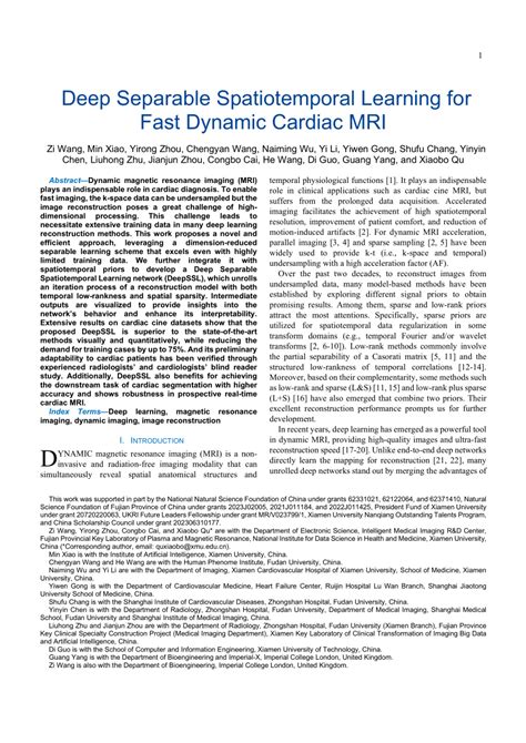 pdf deep separable spatiotemporal learning for fast dynamic cardiac mri