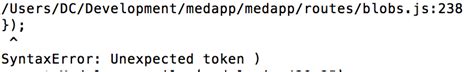 Javascript Unexpected Token In Line That Does Not Exist Stack