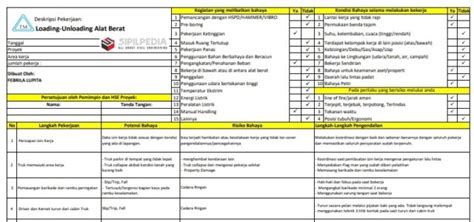 Job Safety Analysis Loading Unloading Alat Berat Sipilpedia