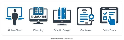 Online Class E Learning Icon Concept Stock Vector Royalty Free