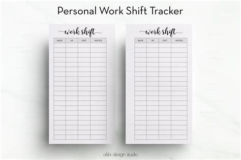 Work Shift Tracker Personal Planner Planner Printable Work