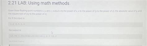 Solved 221 Lab Using Math Methods Given Three