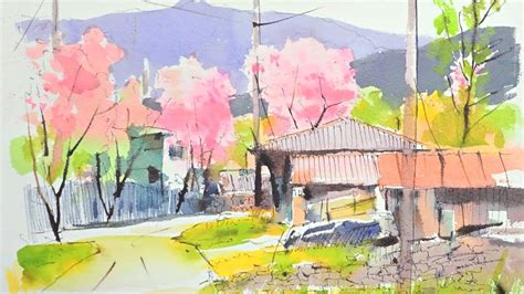 봄맞이 수채화 그리기입니다 Youtube