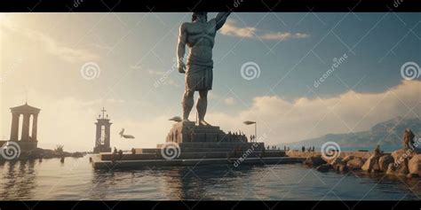 The Colossus Of Rhodes Large Statue Of The Greek Sun God Helios Stock