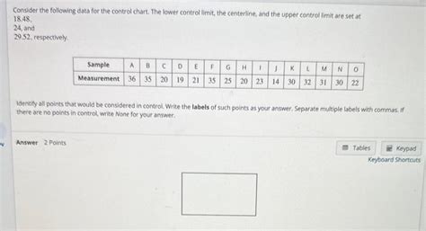 Solved Consider The Following Data For The Control Chart Chegg Com