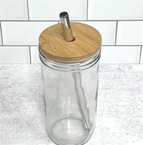 Mason Jar Cup Bamboo Lid Straw Birdbath