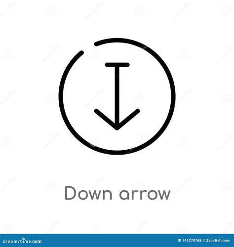 Outline Down Arrow Vector Icon Isolated Black Simple Line Element Illustration From Arrows 2