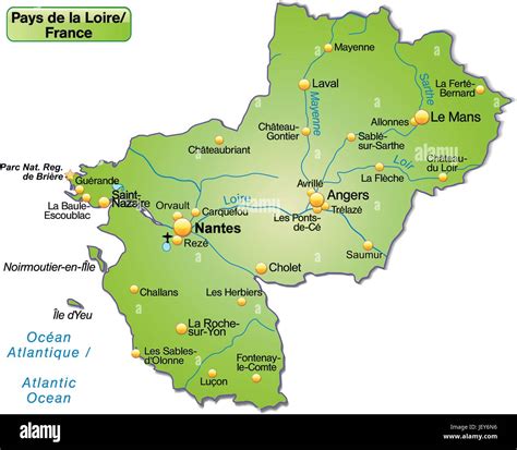 Map Of Pays De La Loire As An Overview Map In Green Stock Vector Image