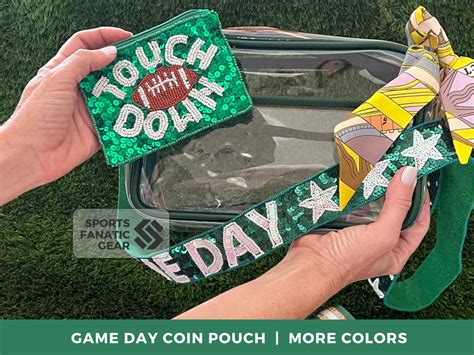Game Day Stadium Coin Pouch Sequin Football Accessories For Clear