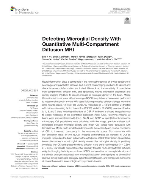 Pdf Detecting Microglial Density With Quantitative Multi Compartment