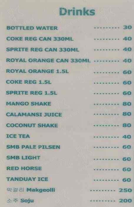 Menu At Noh Eul Restaurant Cebu City