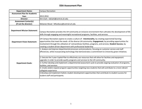 Dsa Assessment Plan