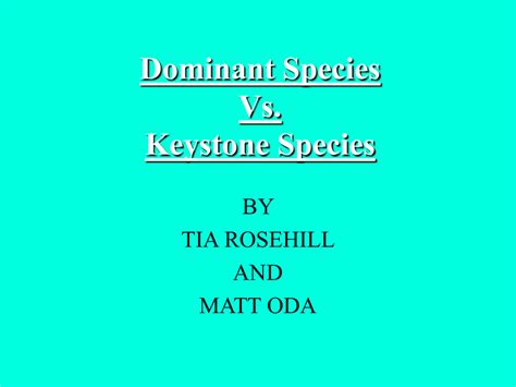 Dominant Species Vs Keystone Species