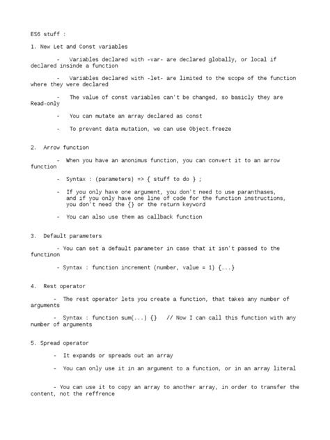 Es6 Notes Pdf Parameter Computer Programming Subroutine