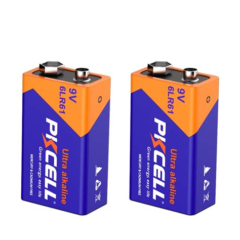 Pkcell 6lr61 9v Alkaline Battery 2pcs Smoke Detector Batteries Long