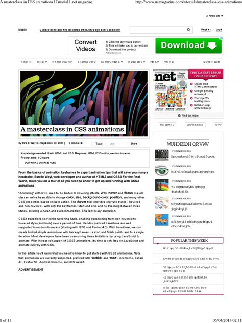 Tutorial A Masterclass In Css Animations Pdf Cascading Style