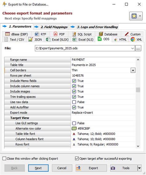 Ods Export Format Exportizer Documentation