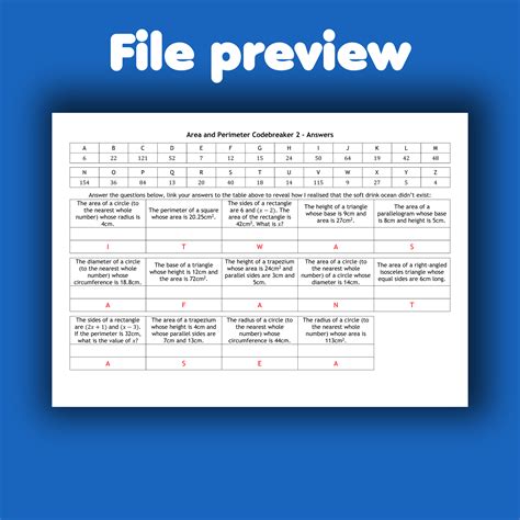 Area And Perimeter Codebreakers Andy Lutwyche