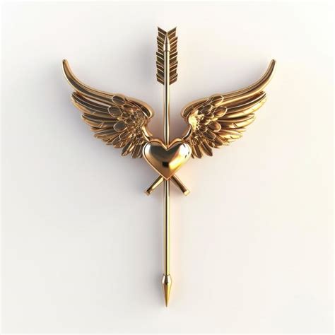 Golden Cupid Arrow Jewelry Symbol White Background Premium Image By