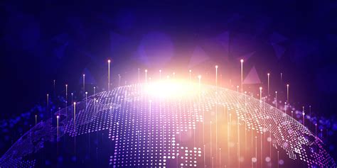 Digital Technology Global Internet Network Connection Blue Pink Background Cyber Information