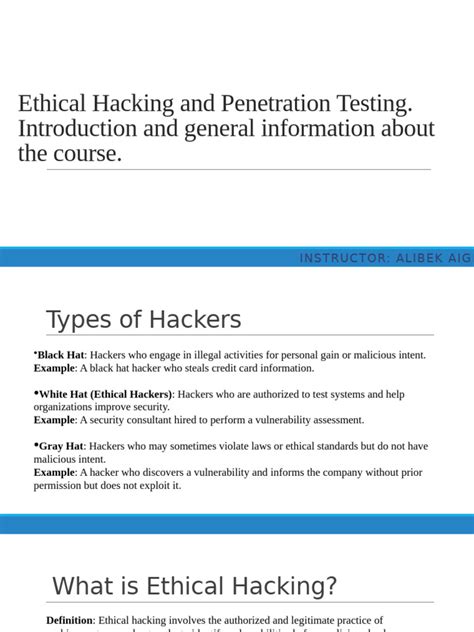 Ethical Hacking And Penetration Testing Lecture 1 Pdf Security
