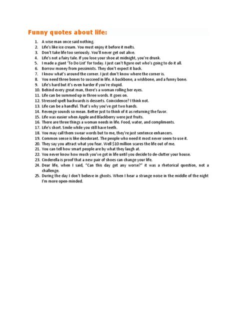 25 Funny Quotes About Life Guaranteed To Make You Smile Pdf