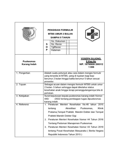 Pengisian Formulir Mtbs Umur 2 Bulan Sampai 5 Tahun Pdf